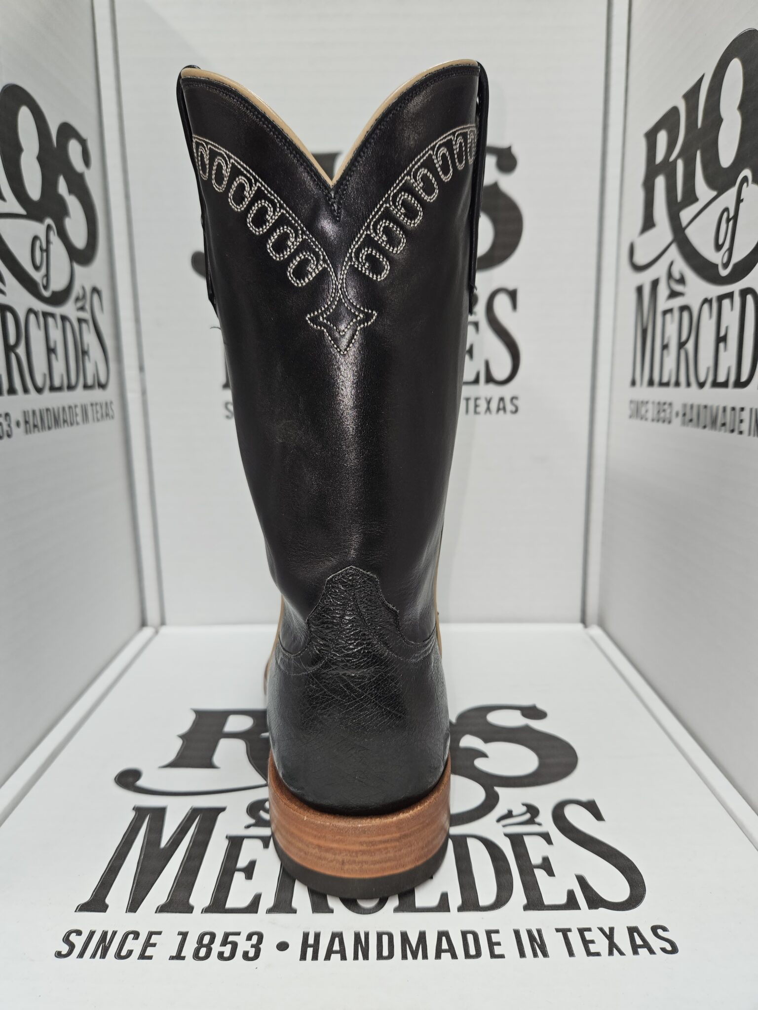 Rios of Mercedes R9004 Black Smooth Ostrich - Little Joe's Boots