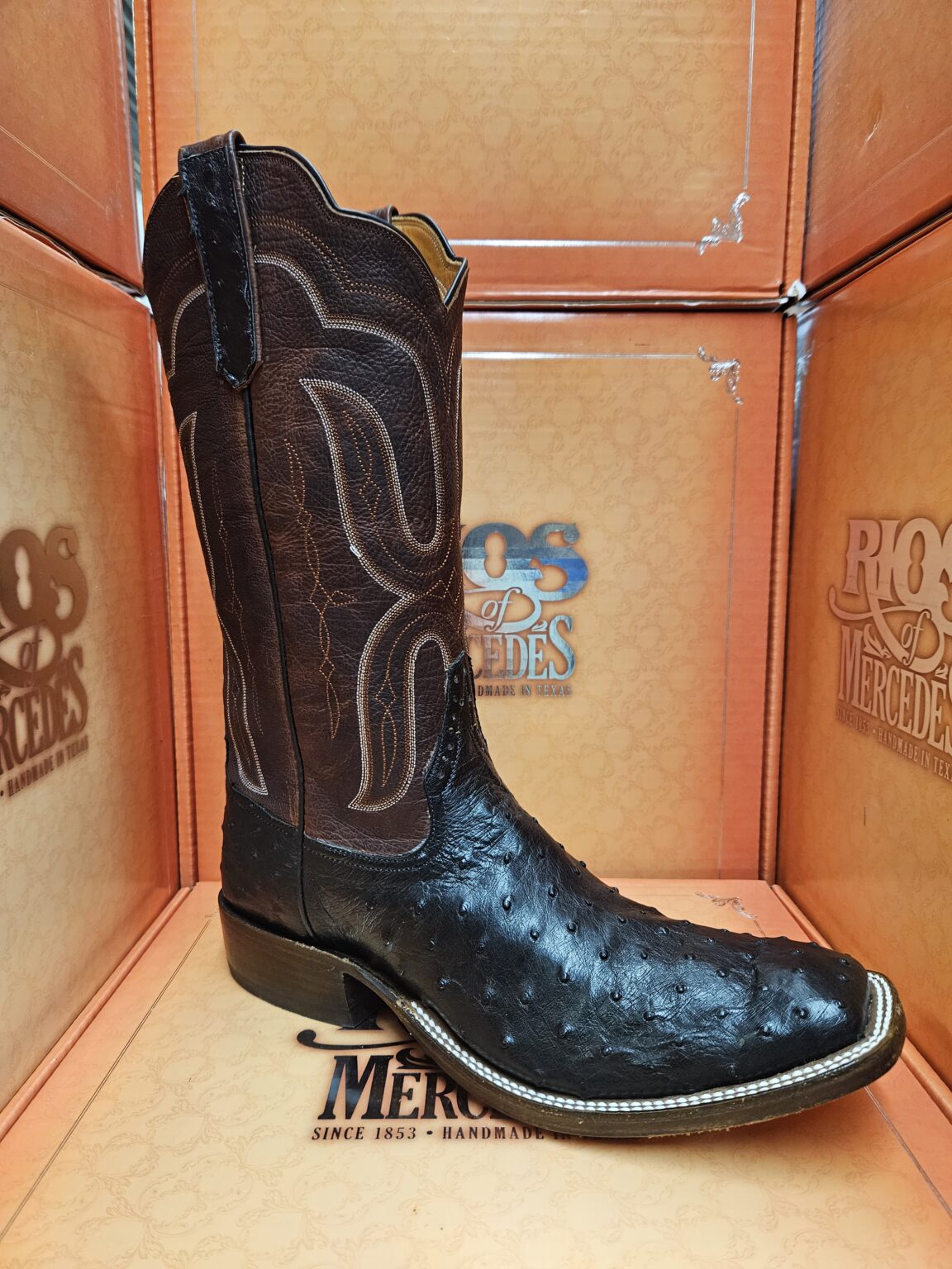Rios of Mercedes R9021 Black FQ Ostrich - Little Joe's Boots