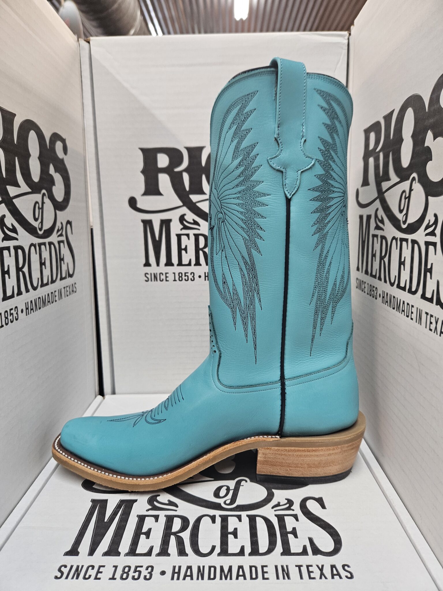 Rios of Mercedes Dolphin Blue Waxy Kansas 120678 - Little Joe's Boots